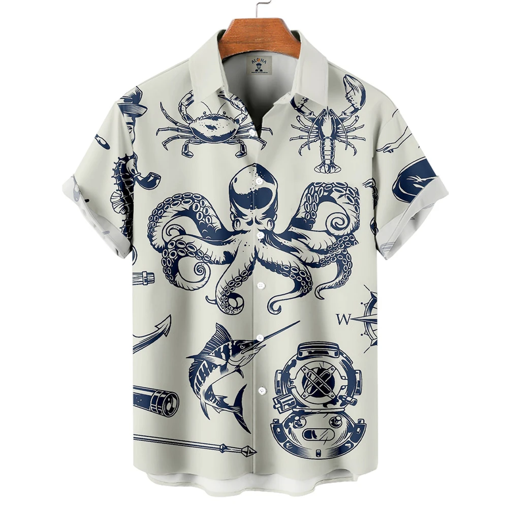 Fashion-Harajuku-Hawaiian-Casual-Flower-Male-Shirt-For-Man-Octopus-3D ...