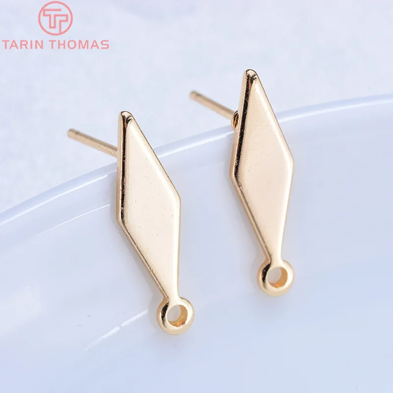 (2014)10pcs 5x18mm 24k Gold Color Brass Long Rhombic Rhombus Simple ...