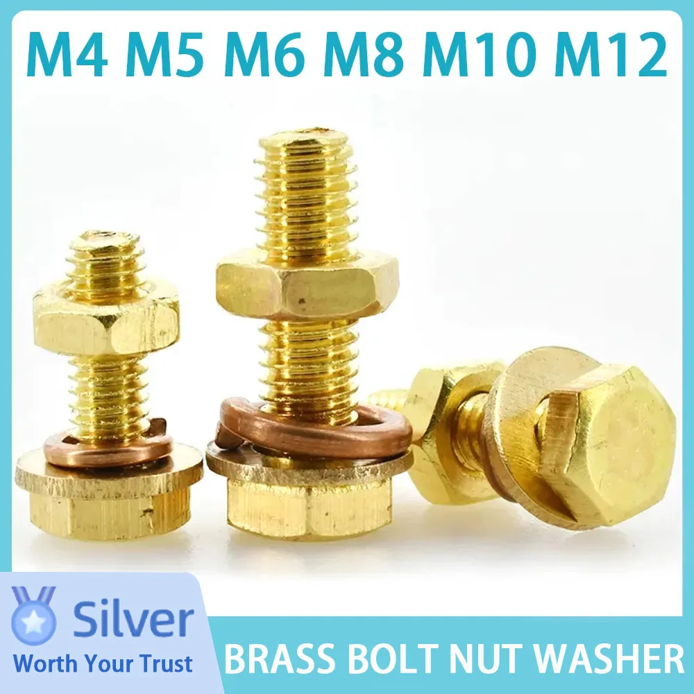 M4-M5-M6-M8-M10-M12-Brass-External-Hexagon-Bolt-and-Nut-Kit-Outer-Hex ...