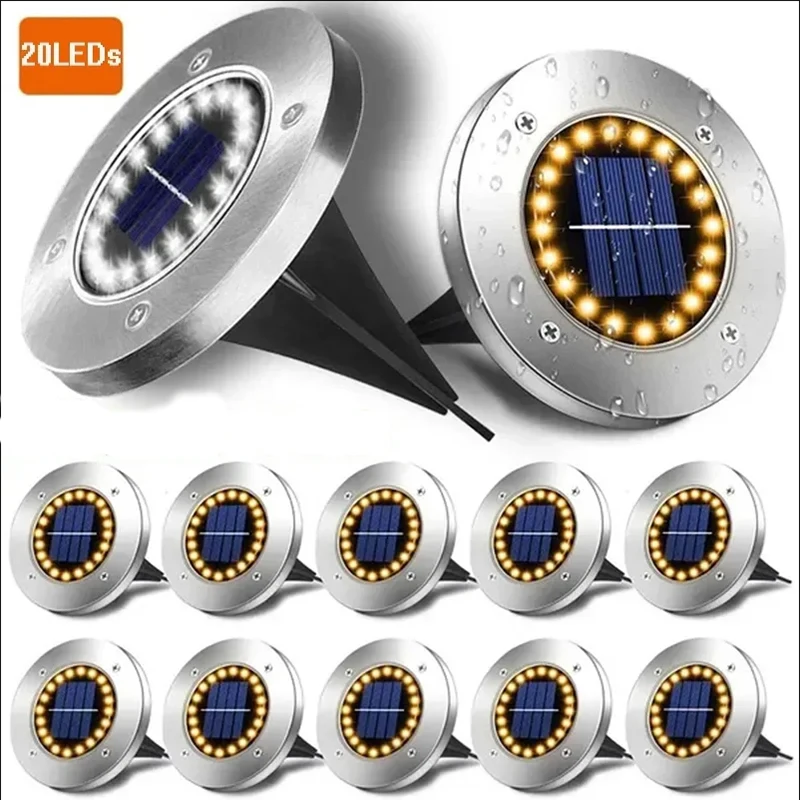 8-20LED-Solar-Ground-Lights-LED-Waterproof-Solar-Garden-Lights-Outdoor ...