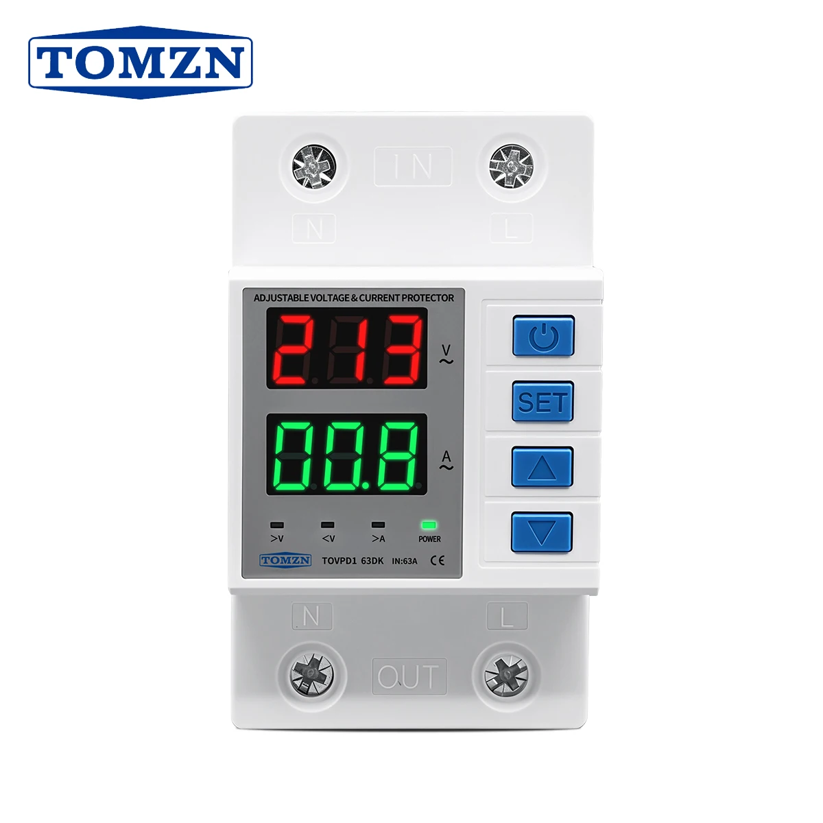 TOMZN Adjustable Voltage&Current Protector Cut off L+N Isolation AC ...