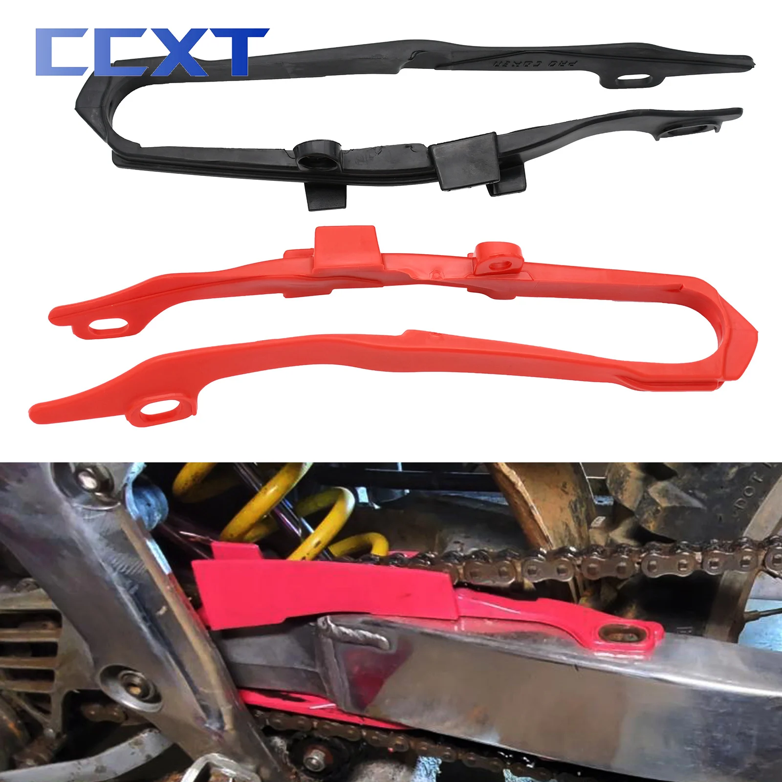 Motocicleta-vermelho-e-preto-corrente-slider-swingarm-guia-de-prote-o-para-honda-cr125r-cr250r ...