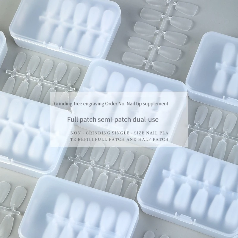 100PCS-Frosted-Nail-Enhancements-Clear-Full-And-Half-Patches-Ultra-Thin ...