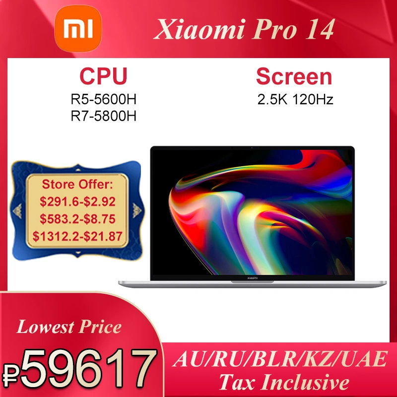 Xiaomi Pro 14 Laptop Computer, Mini PC, 14 Polegadas, 2.5K, Tela 120Hz ...