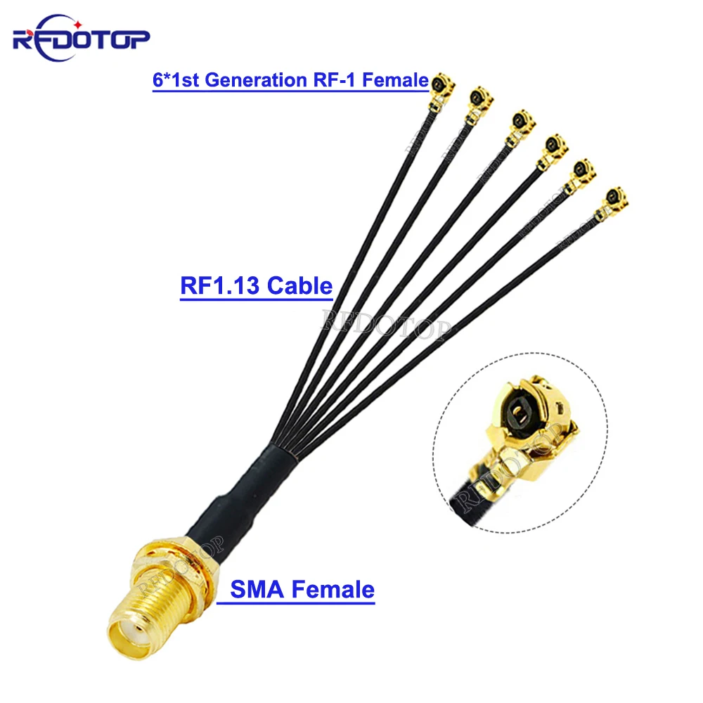 1PCS SMA/RP SMA Female to 6 x U.FL IPX-1 Female Jack Connector RG178 ...