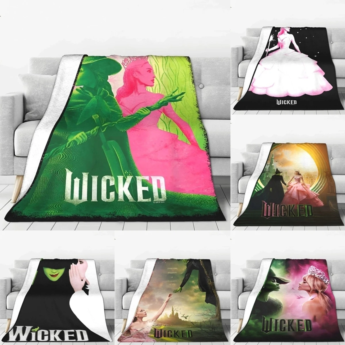 Wicked-Elphaba-Glinda-Tonal-Blanket-Magic-Movie-Flannel-Throw-Blankets ...