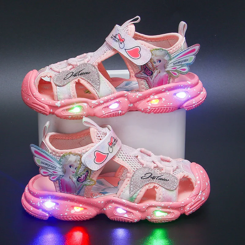 Disney-Girls-Sandals-LED-Lights-Mesh-Summer-Children-s-Sandals-Frozen ...