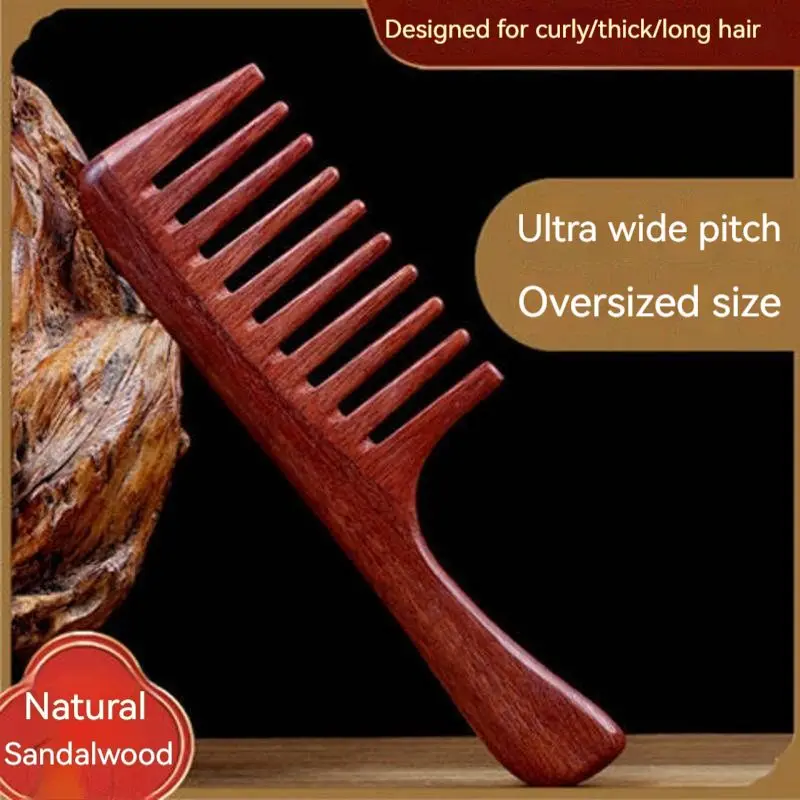 Handmade Wide Tooth Wooden Comb Head Scalp Massage Comb Sandalwood Hair ...