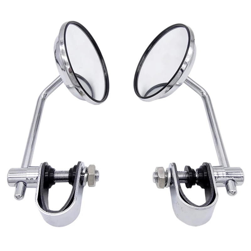 Motorcycle Universal Clamp-On Black Round Side Rear View Back Mirror ...