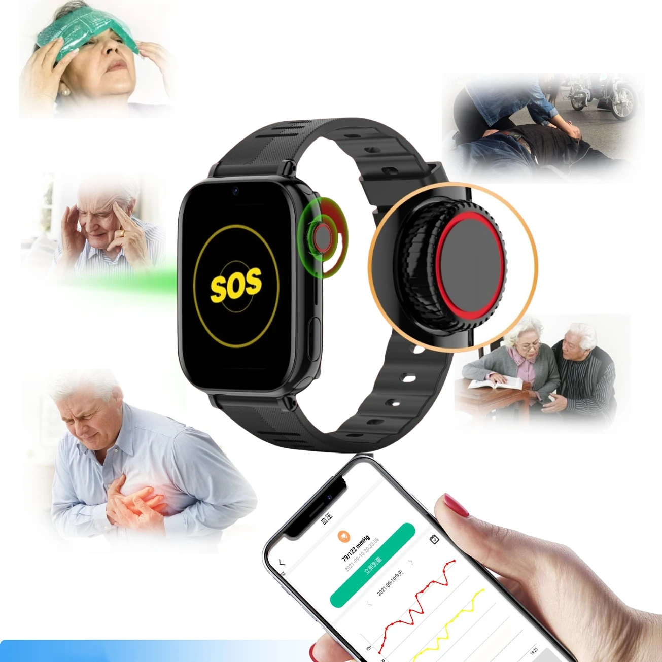 Fall-Detection-Watch-SOS-Watch-Senior-Elderly-GPS-Positioning-4G-Sim ...