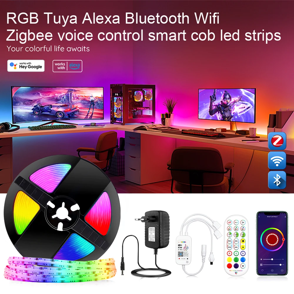 Rgb Cob Led Strips Voice Control Lights House Decoration Lighting ...