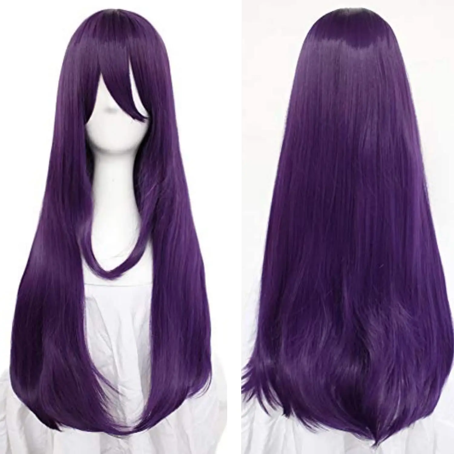 80cm Long Purple Wig with Bangs for Women Anime Cosplay Wig Girls Doki ...