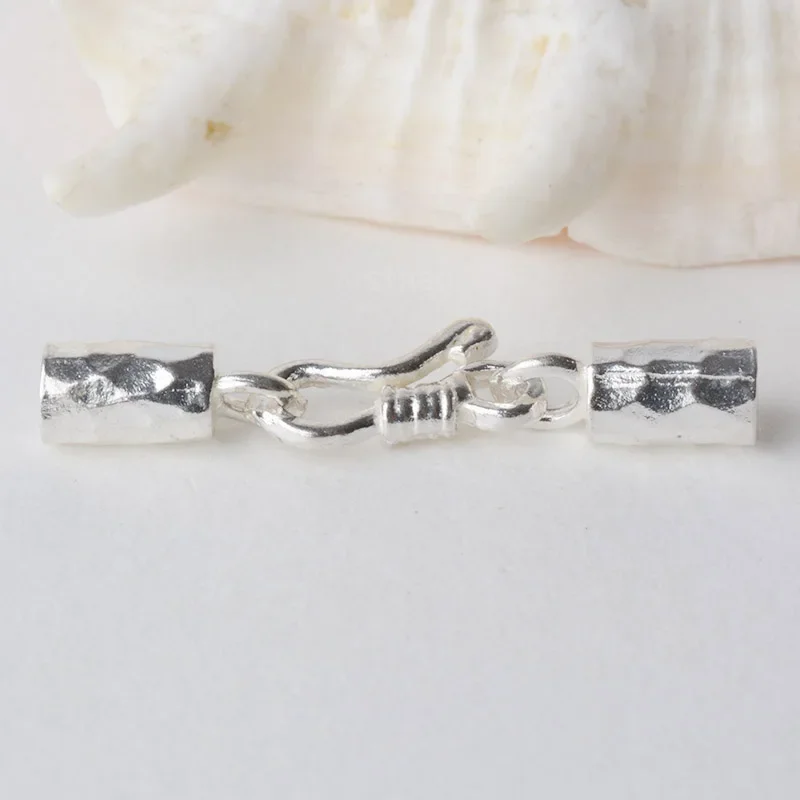 solid 925 sterling silver Clasp Leather Cord End Cap , silver jewelry ...