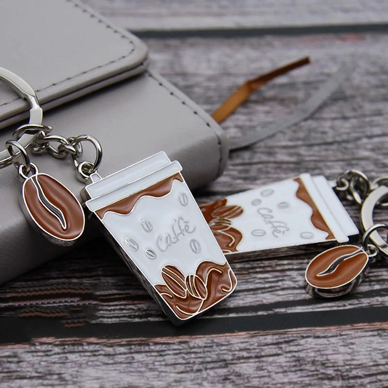 Cartoon-Coffee-Cup-Key-Chains-Metal-Alloy-Car-Decor-Fashion-Bean ...
