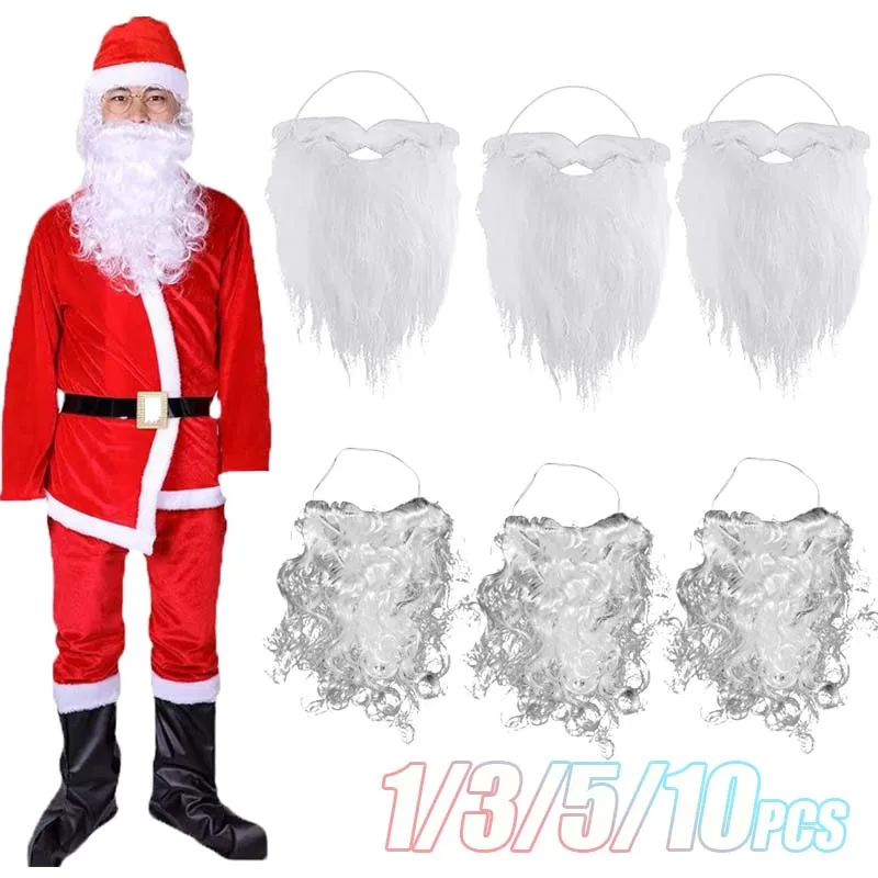 Christmas Santa Claus Beard White Mustache Costume Prop Adult Kids Fake ...