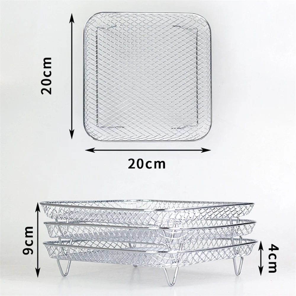 3-layers-Air-Fryer-Rack-Stackable-Grid-Grilling-Rack-Stainless-Steel ...