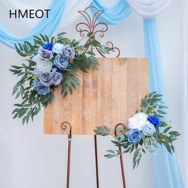 Haze-Blue-Rose-Green-Willow-Leaf-Welcome-Sign-Flower-Wedding-Engagement ...
