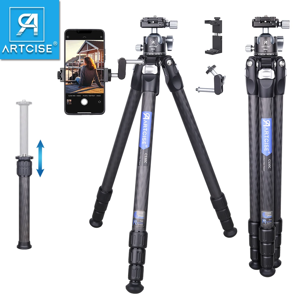 ARTCISE CS30C Ultra Carbon Fiber Compact Tripod Stand Load 15kg with ...