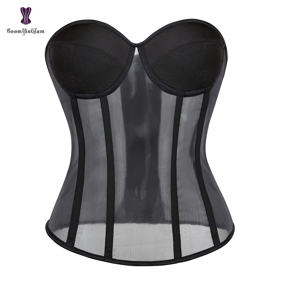 Women-Sexy-Mesh-Bra-Corset-Gothic-Slim-Streetwear-See-Through-Overbust ...