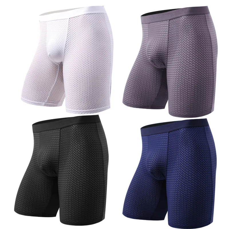 Mens-Sport-Long-Leg-Ice-Silk-Mesh-Breathable-Boxer-Underwear-Man ...