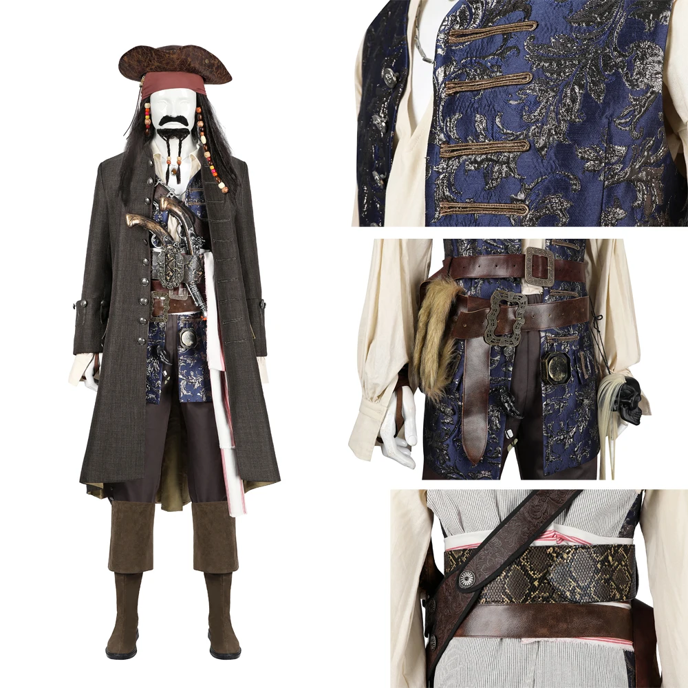 Caribe-Jack-Sparrow-Jacket-Cosplay-Traje-Capit-o-Jack-Sparrow-Uniforme ...