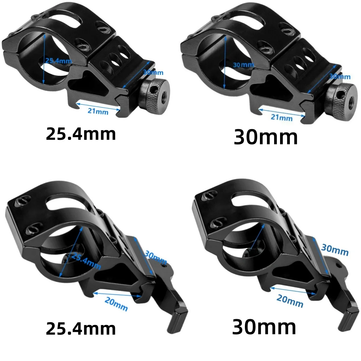 25.4mm/30mm Quick Release Scope Mounts Flashlight Torch Mounts For 20mm ...