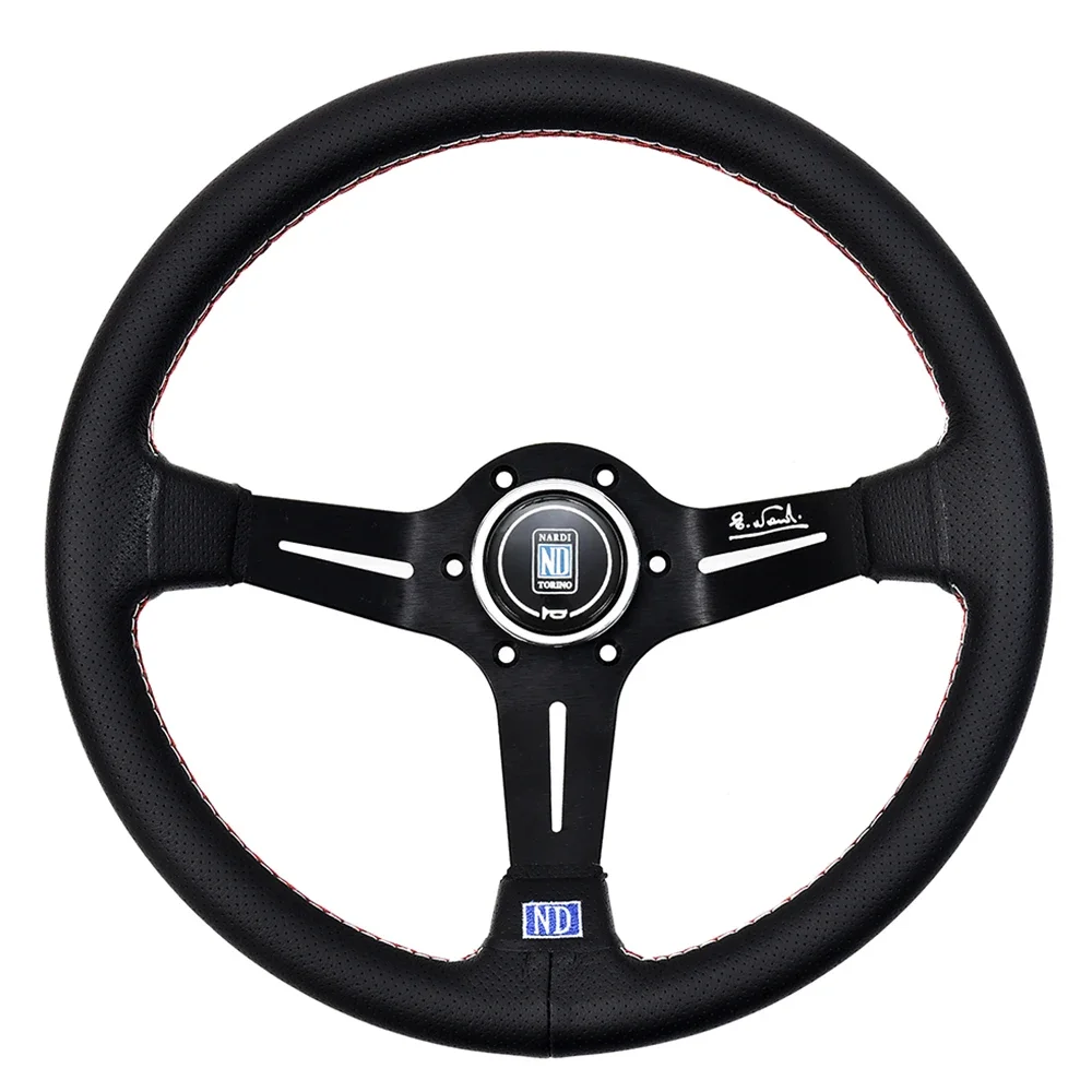 ND-14-Inch-350mm-Universal-Leather-Auto-Racing-Steering-Wheel-Deep-Corn ...