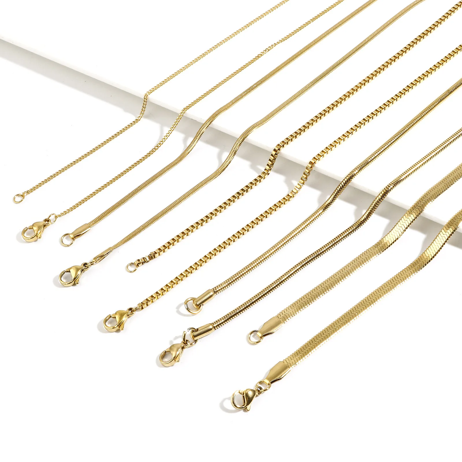 DoreenBeads Stainless Steel Box Snake Chain Lobster Clasp Necklace Gold ...