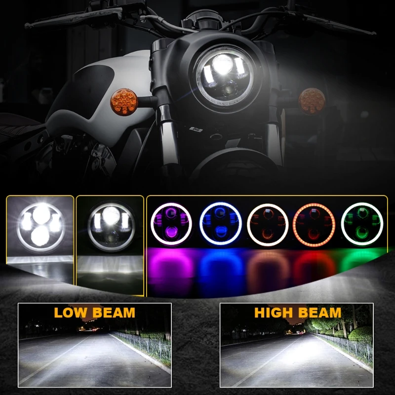 40W-5-75-Inch-Round-LED-Headlights-RGB-Motorcycle-Halo-Ring-Angel-Eye ...