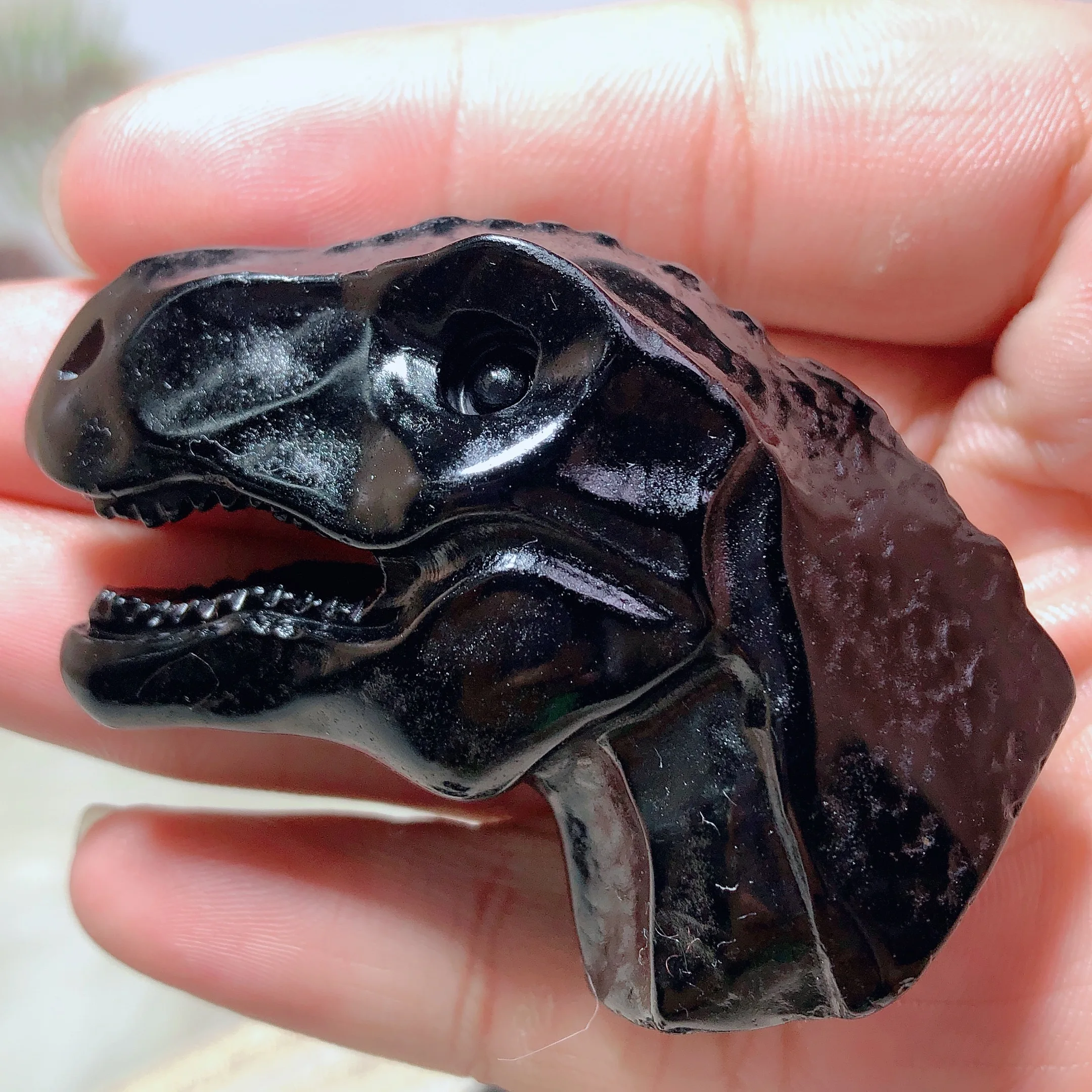 High-Quality-Natural-Black-Obsidian-Dinosaur-Head-Healing-Carved ...