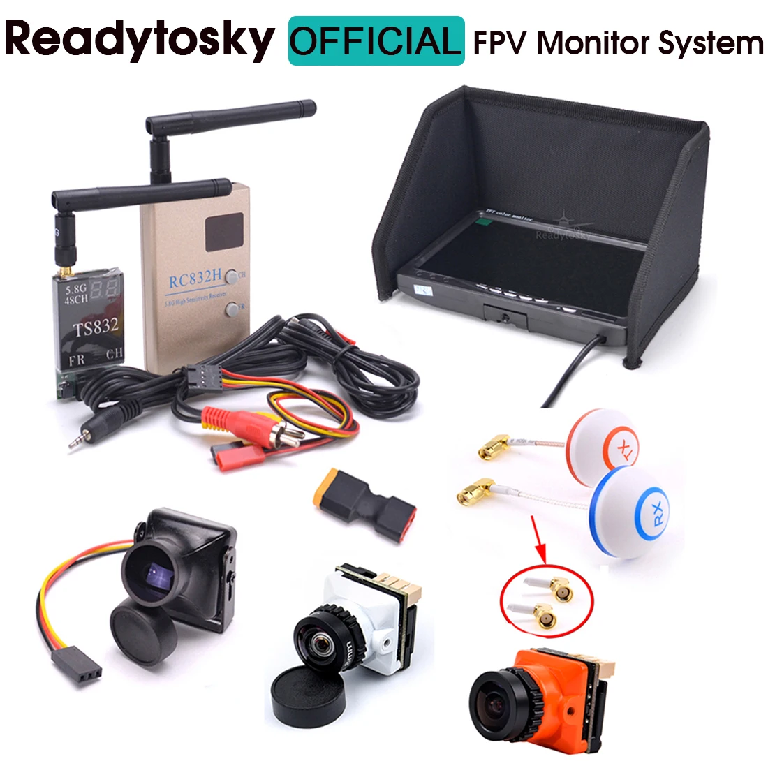 FPV Kit Combo System 1200TVL / 1500TVL Camera + 5.8Ghz 600mw 48CH TS832 ...