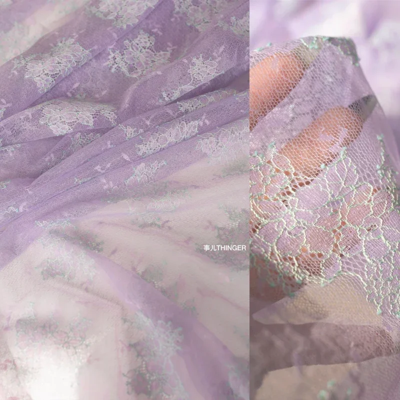 Floral Lace Fabric Light Purple Lightweight Designer Wholesale Cloth ...