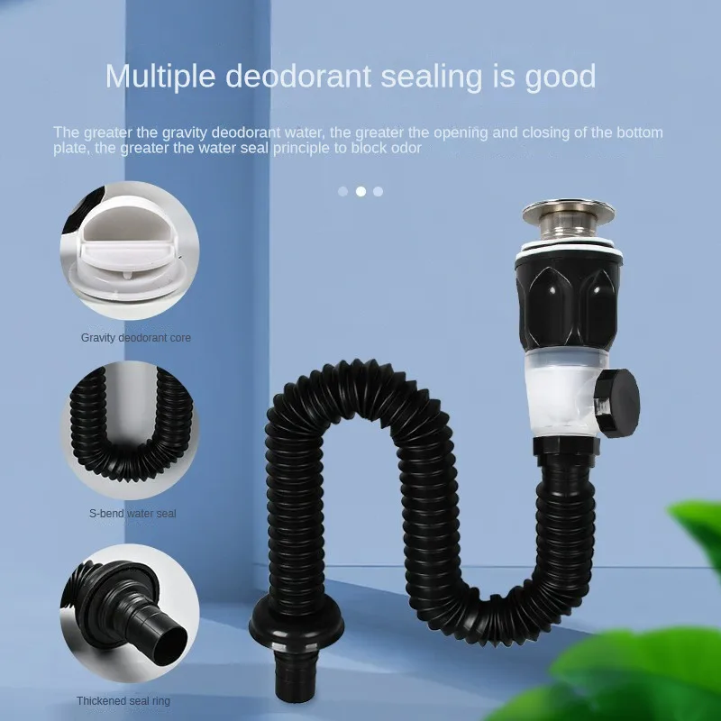 Kitchen-Sink-Drain-Pipe-Easy-to-Install-Sink-Drain-Assembly-Universal ...
