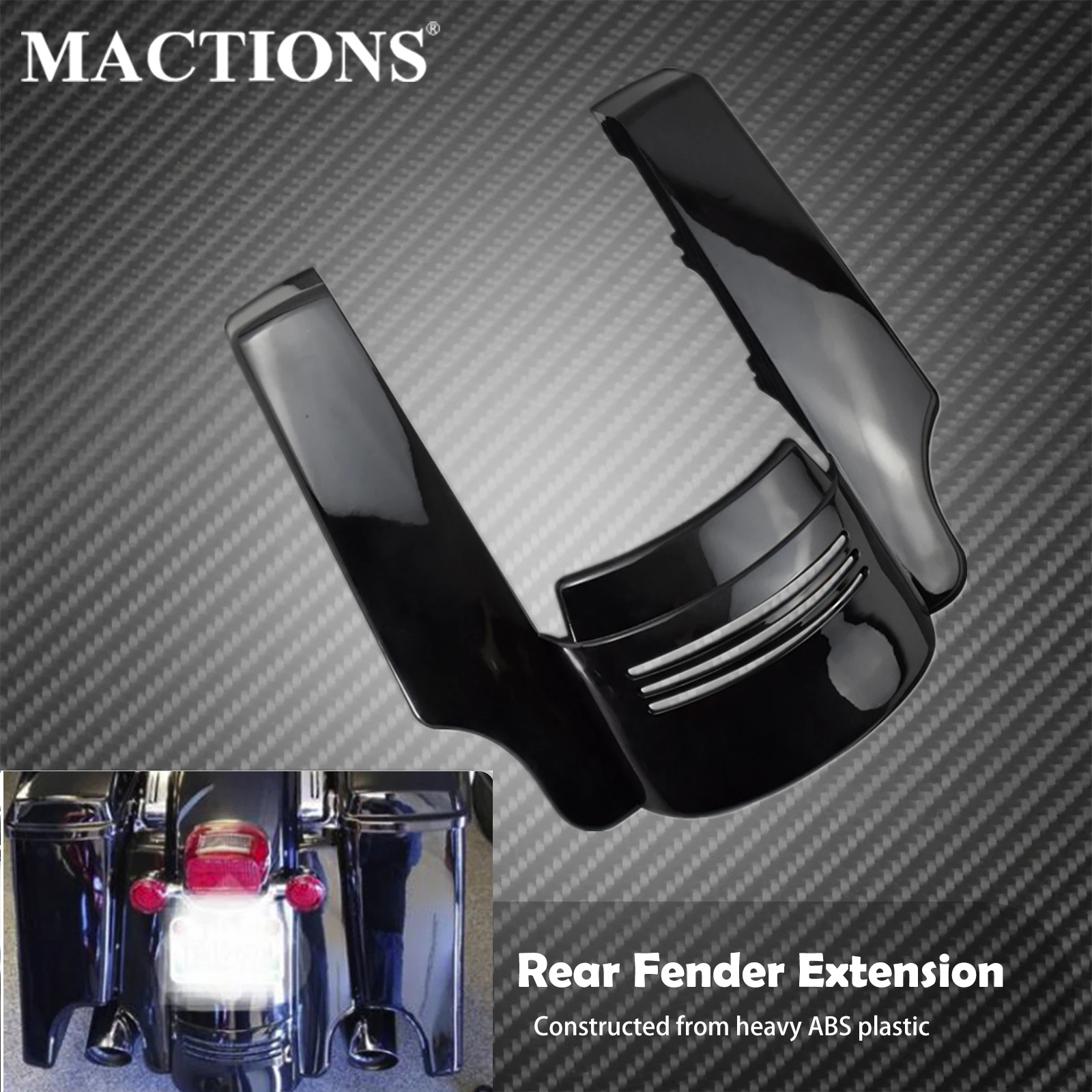 Motorcycle Black Stretched Rear Fender Extension ABS Plastic For Harley ...