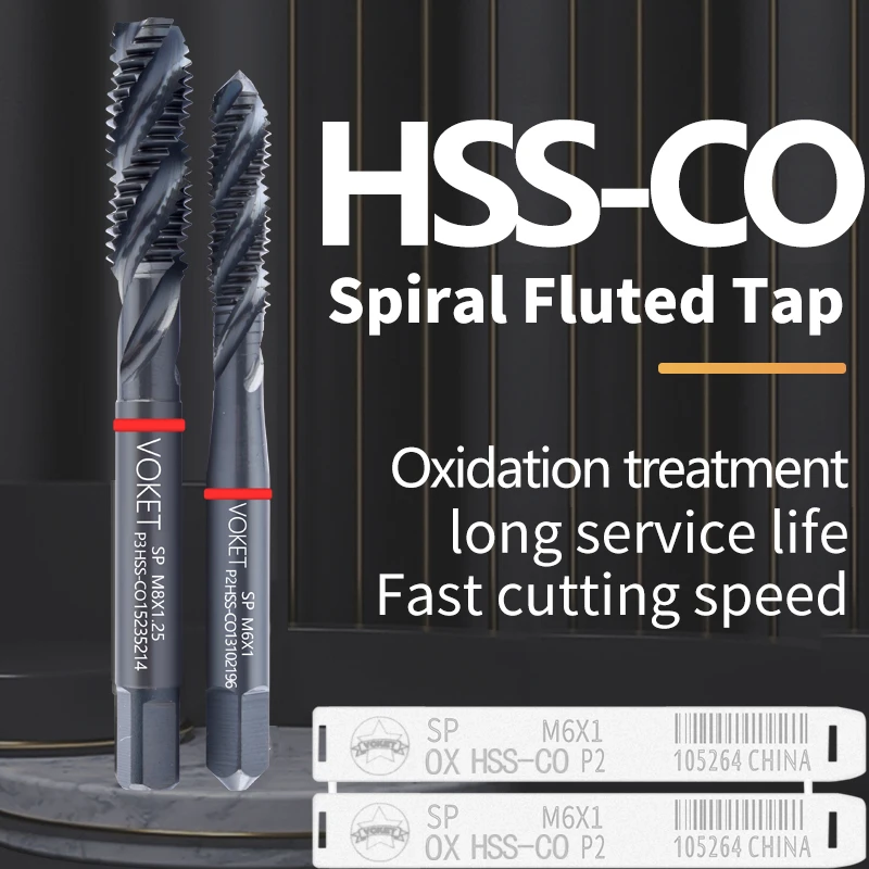 VOKET-1PCS-HSS-CO-Red-Ring-JIS-Standard-With-OX-Spiral-Fluted-Tap-M2-M3 ...