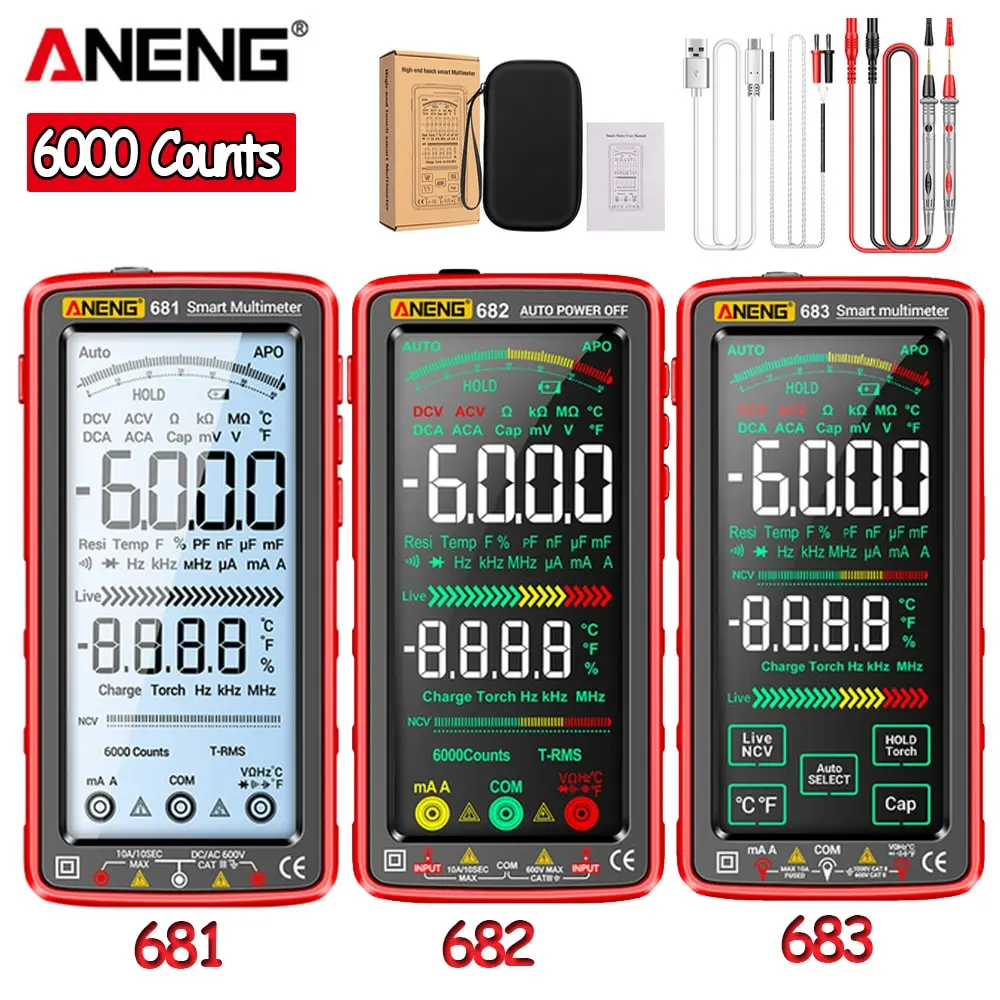 ANENG 681/682/683 6000 Counts Digital Multimeter Smart Anti-burn ...