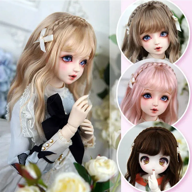 60cm-BJD-Doll-WIg-egg-roll-3-points-BJD-doll-braid-air-bangs-wig ...
