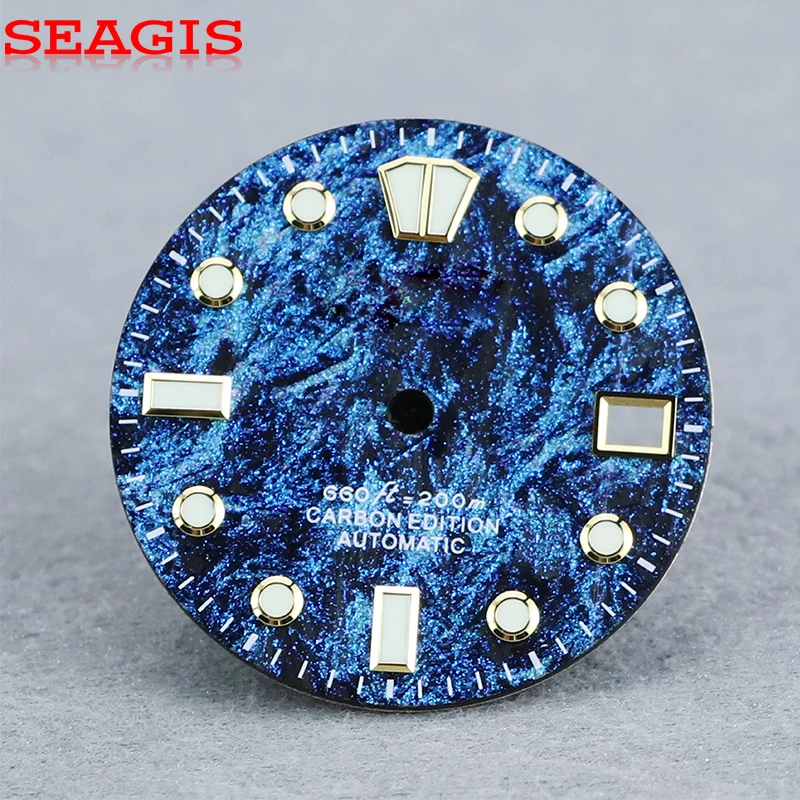SEAGIS 28.5mm Splendid Starry Sky Carbon fiber dial FIT NH35 Movement ...