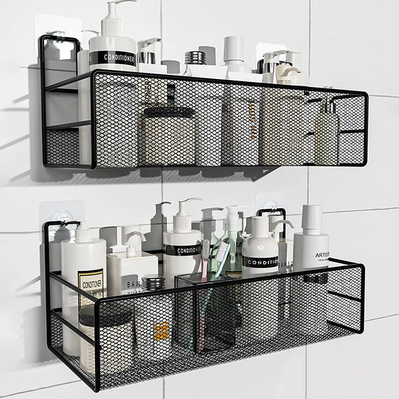 Bathroom-Shelf-Wall-Mounted-Shelf-Hanging-Basket-Shower-Shampoo-Rack ...