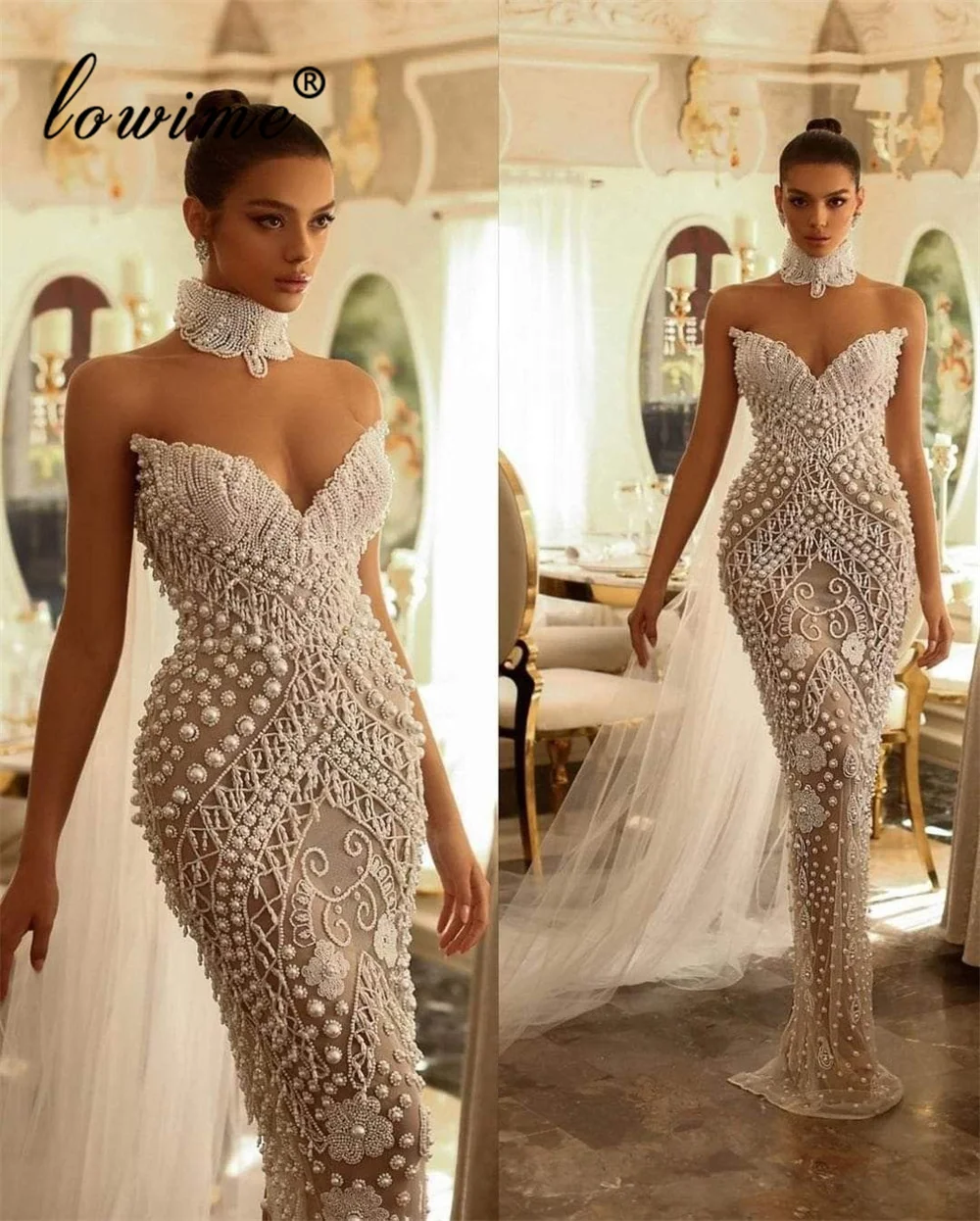 2024-New-Elegant-White-Prom-Dresses-Mermaid-Sweetheart-Pearls-Cocktail ...