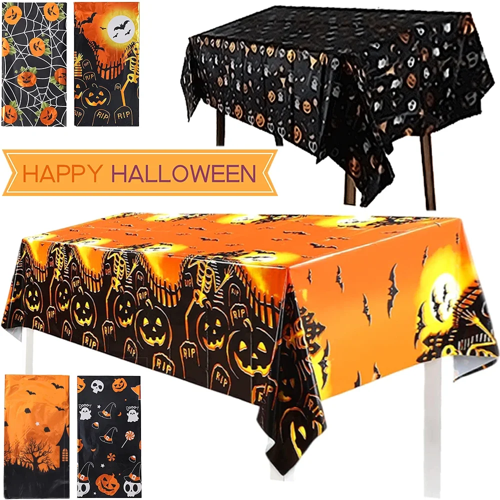 Halloween-Tablecloth-Pumpkin-Spider-Web-Bat-Ghost-Table-Cover-Clothes ...