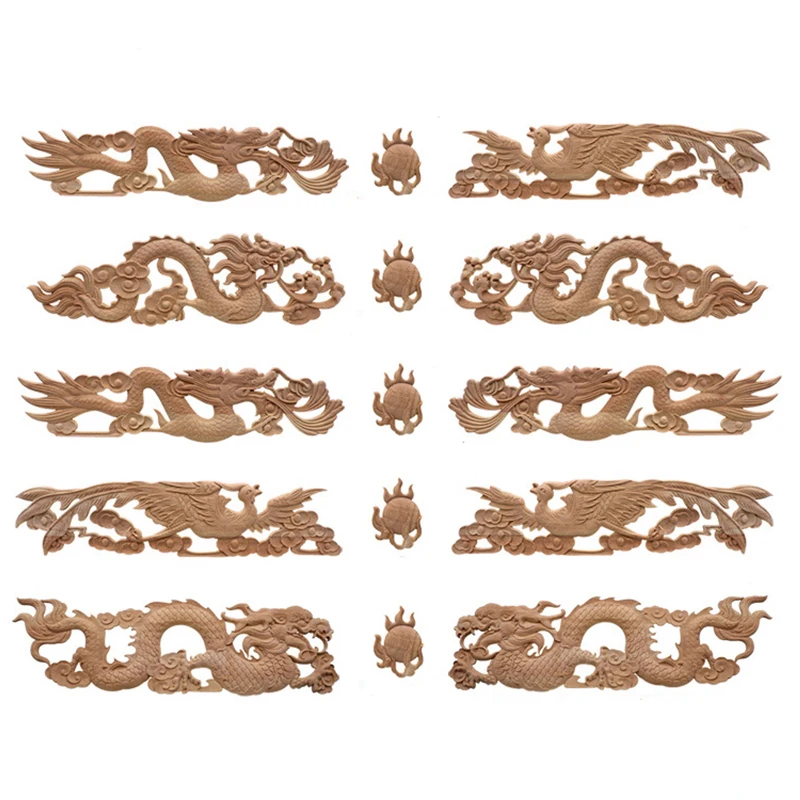 Wood-Carved-Decal-Corner-Appliques-Woodcarving-Chinese-Dragon-Frame-for ...