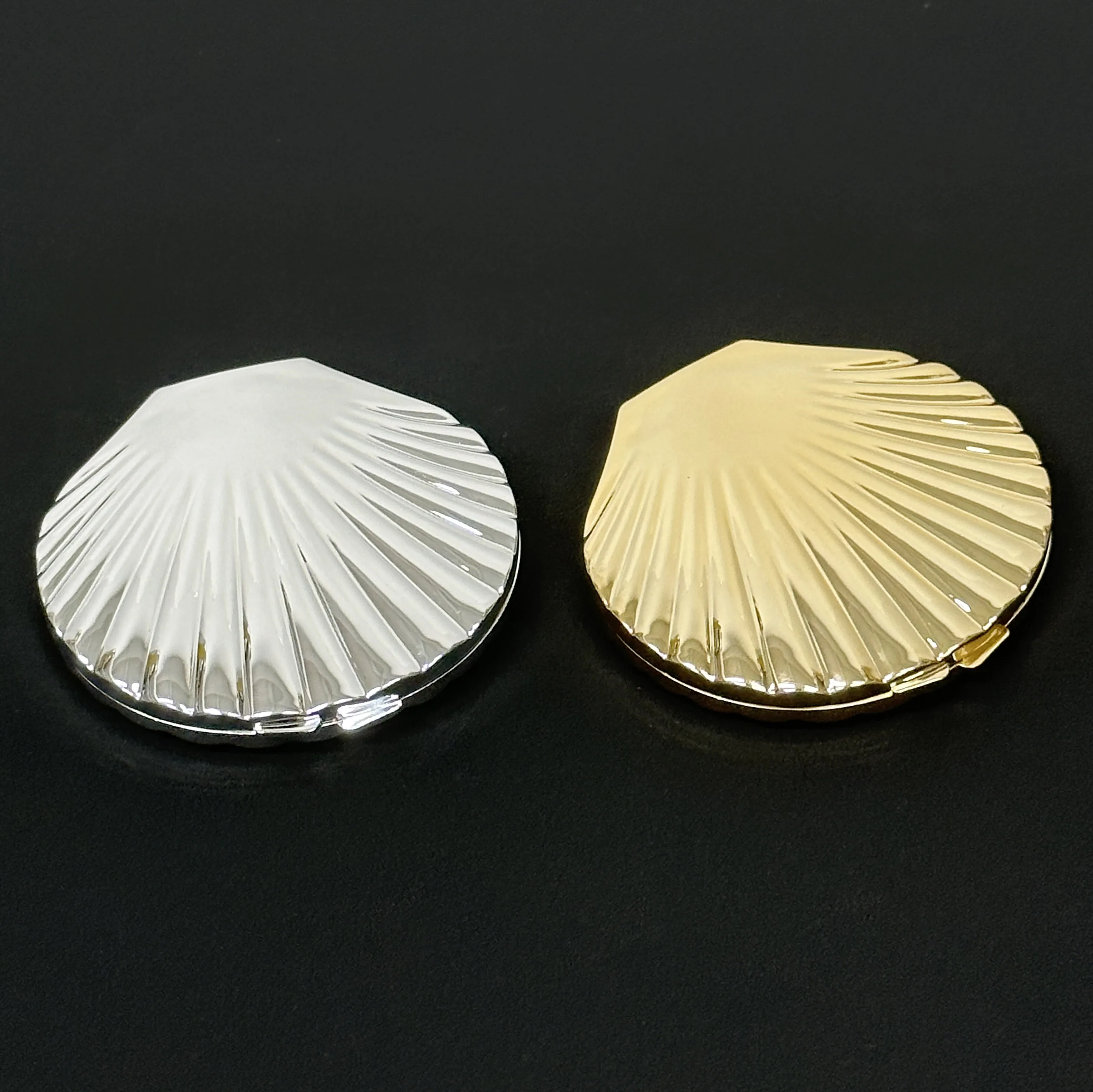 Shell-Shape-Makeup-Mirror-Double-Sided-1X-2X-Hand-Mirror-Silver-Shell ...