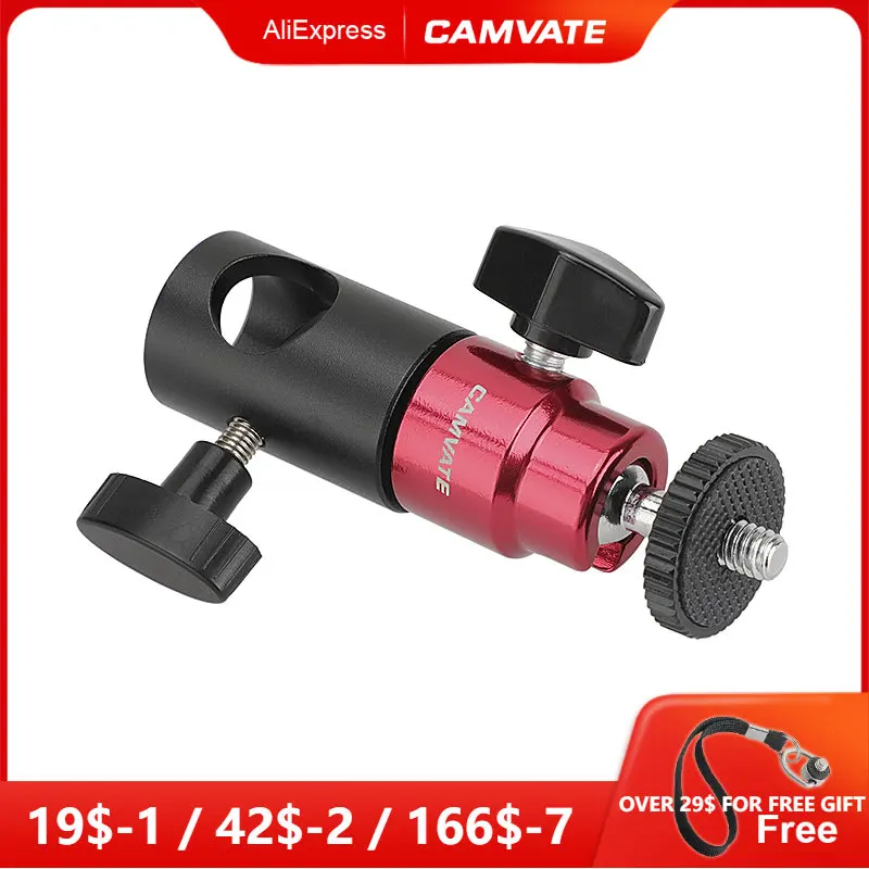 CAMVATE-Ball-Head-Support-16mm-Light-Stand-Head-Adapter-Red-With-Double ...