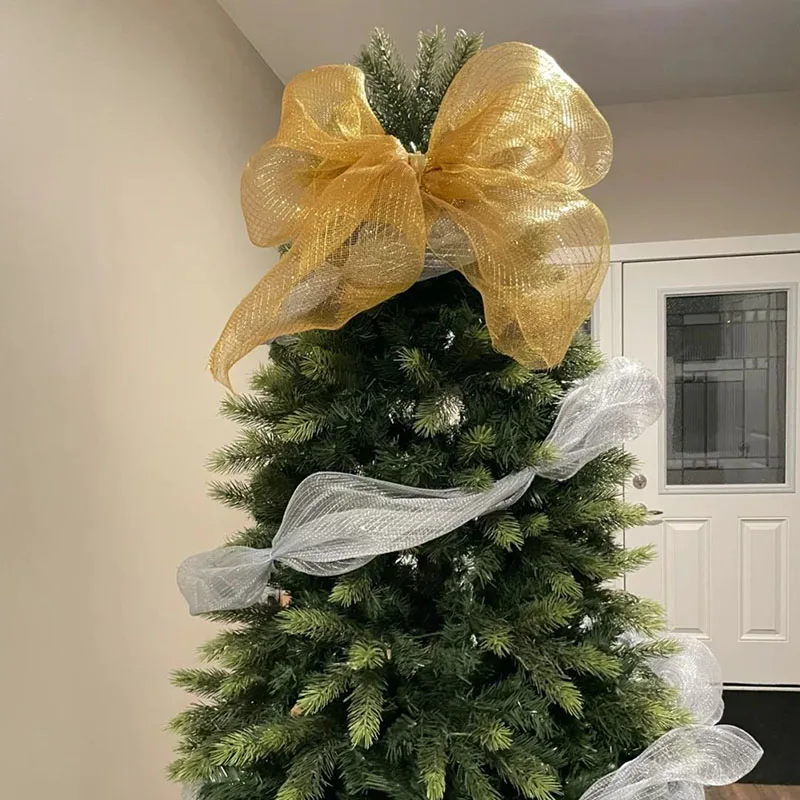 10yards Christmas Tree Decoration Wide Ribbons Golden Scallion Around ...