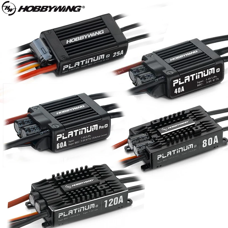 Hobbywing Platinum Pro 25a 40a 60a 80a 120a V4 Esc Brushless Electronic Speed Controller 3-6s ...