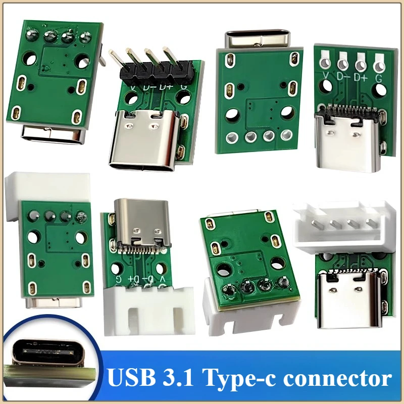 1/5Pcs USB 3.1 Type C Connector 16 Pin Test PCB Board Adapter 16P ...