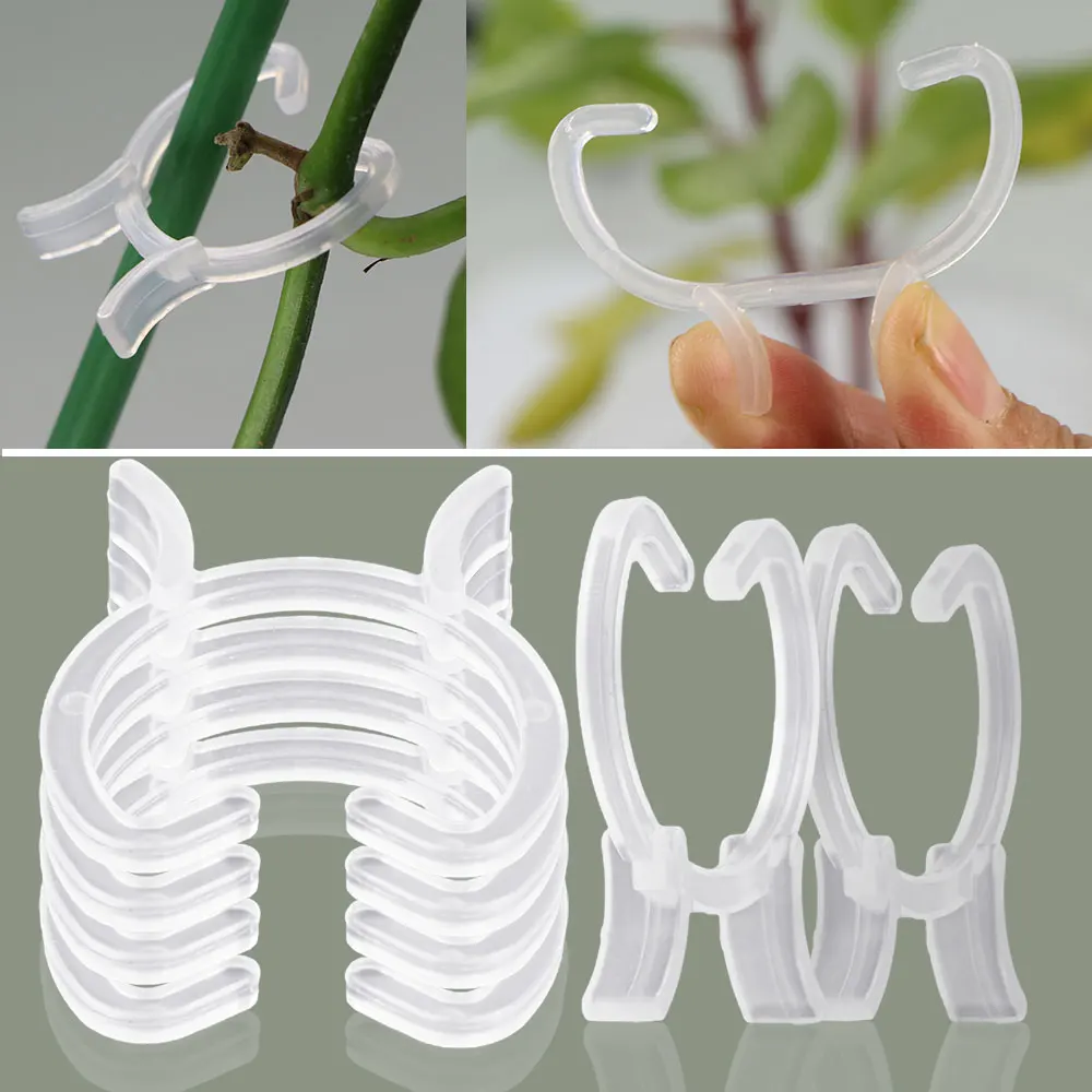 Clear Clip Plant Support Clamp Clip Transparent Plastic Garden Fixture ...