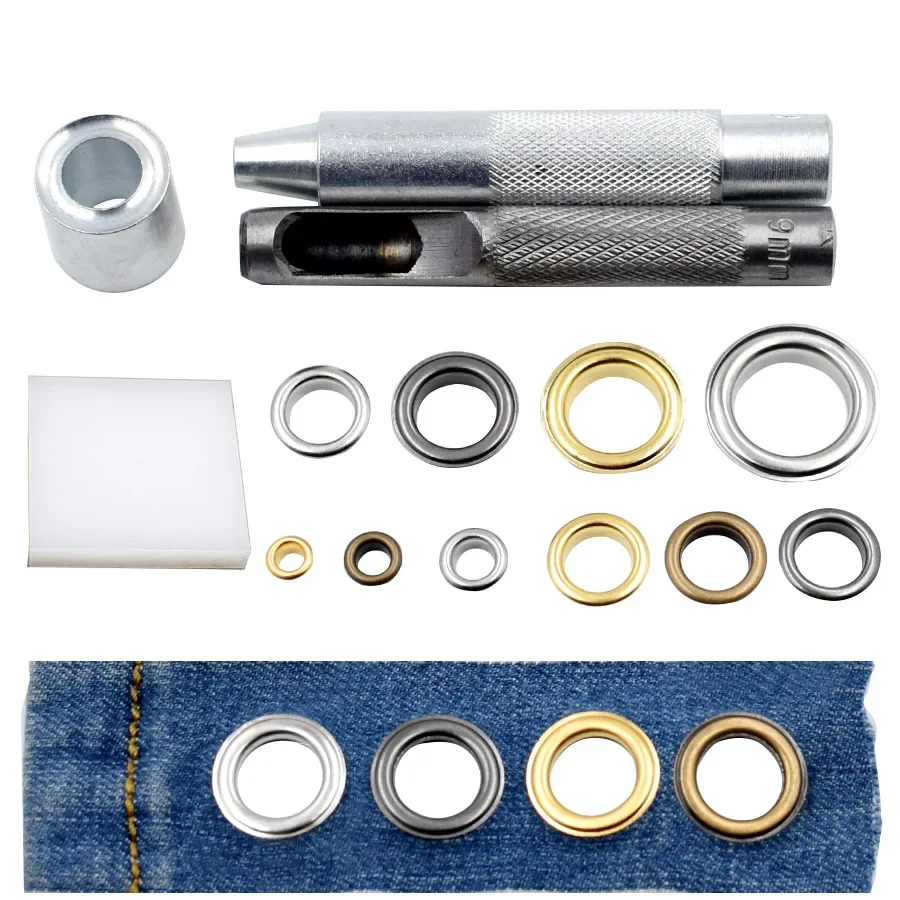Eyelet Installation Punch Tool Set with 50 Sets Metal Brass Grommets ...