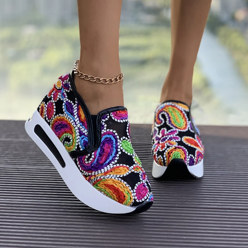 Embroidery-Thick-Platform-Sneakers-Women-2024Autumn-Breathable-Mesh ...